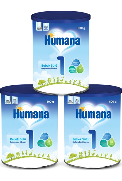 Humana 1 Metal Kutulu Bebek Sütü 800 gr - 3'lü Humana 1 Metal Kutulu Bebek Sütü 800 gr - 3'lü