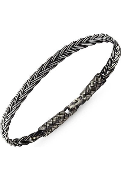 Zuk Collection Saf Gümüş Özel Tasarım El Örmesi Kazaziye Bileklik