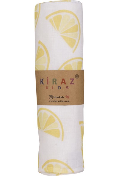 Kirazkids Limon Desen Müslin Örtü