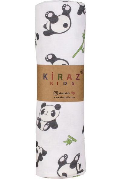 Kirazkids Panda Desen Müslin Örtü