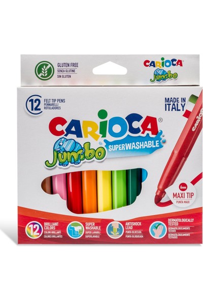 Carioca Kalın Keçeli Boya Kalemi Yıkanabilir 12'li