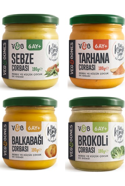 Veg&Bones Bebek Çocuk Çorbaları Mıx Paket 6 Adet Veg&Bones Bebek Çocuk Çorbaları Mıx Paket 6 Adet
