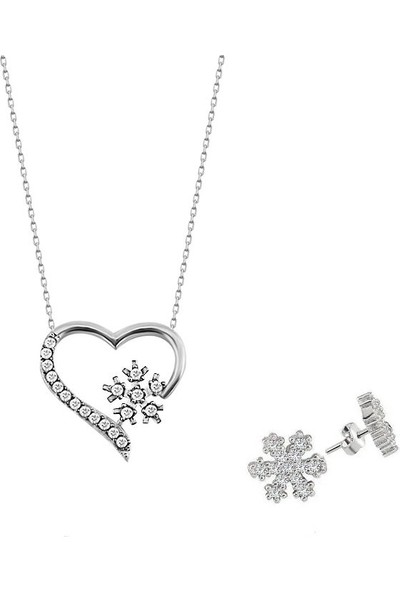 Huarz Kalp Kartanesi Kolye Küpe Gümüş Set