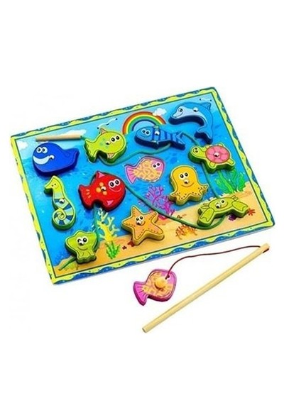 Sealife Mıknatıslı Ahşap Balık Tutma ve Ipe Dizme Oyunu Sealife Mıknatıslı Ahşap Balık Tutma ve Ipe Dizme Oyunu