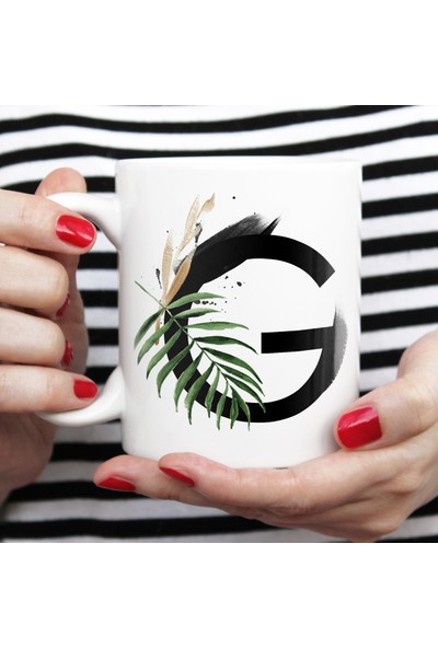 Hediye Sepeti Dekoratif G Harfi Yazılı Hediye Porselen Kupa
