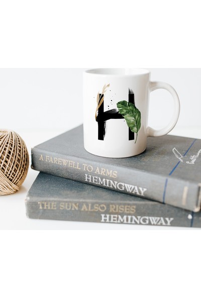 Hediye Sepeti Dekoratif H Harfi Yazılı Hediye Porselen Kupa