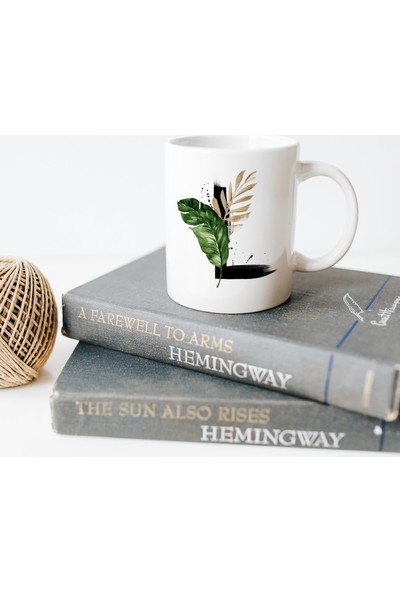 Hediye Sepeti L Baş Harfine Özel Çiçek Tasarımlı Porselen Kupa Bardak