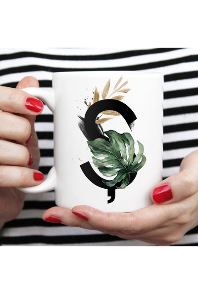 Hediye Sepeti Ş Harfine Özel Baş Harf Tasarımlı Hediyelik Baskılı Kupa