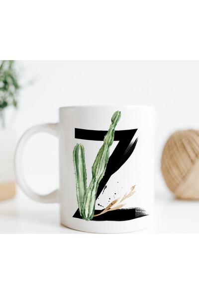 Hediye Sepeti Z Harfine Özel Baş Harf Tasarımlı Hediyelik Baskılı Kupa