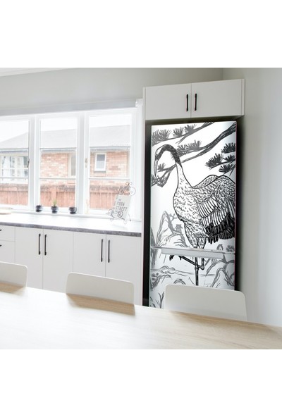 Artikel Kuş Ilüstrasyon Buzdolabı Sticker