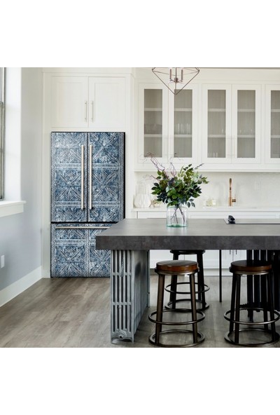 Artikel Distressed Mavi Çiçekler Buzdolabı Sticker