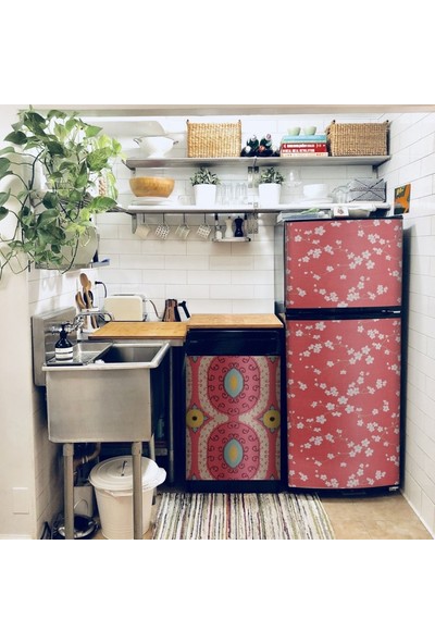 Artikel Kırmızı Çiçekler Beyaz Eşya Sticker Seti