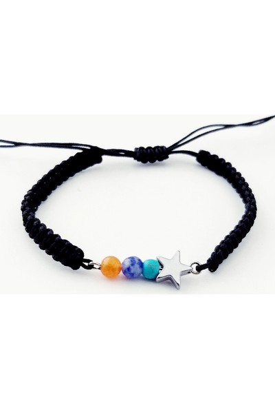 Funny Takı Gümüş Rengi Hematit Yıldızlı Doğaltaşlı Bileklik