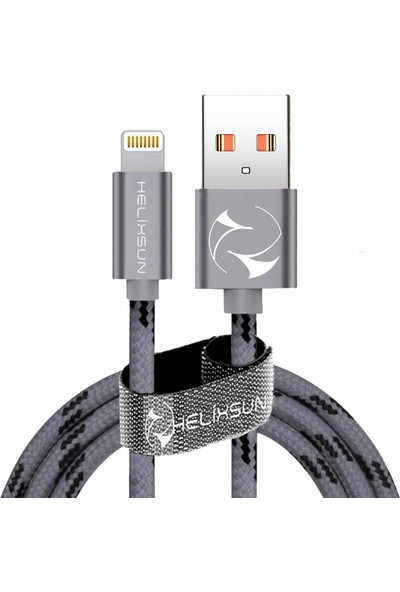 Helixsun 3.0 Apple Iphone USB Lightning Data ve Hızlı Şarj Kablosu 2 Metre - Füme Helixsun 3.0 Apple Iphone USB Lightning Data ve Hızlı Şarj Kablosu 2 Metre - Füme