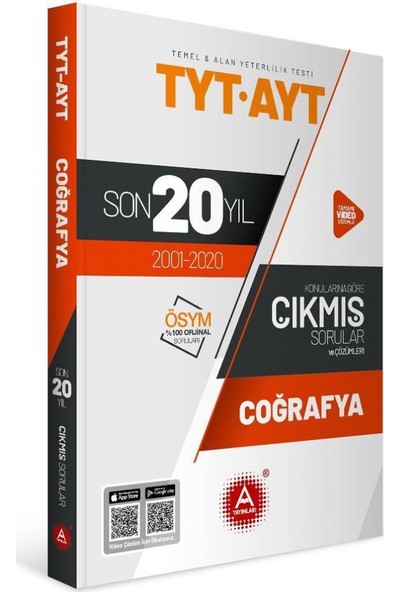A Yayınları TYT AYT Coğrafya Son 20 Yıl Konu Konu Tamamı Çözümlü Çıkmış Sorular