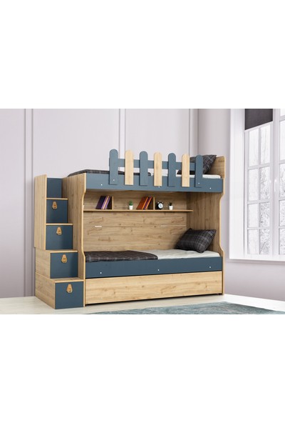 Kiwi Yavrulu 3 Yataklı Ranza