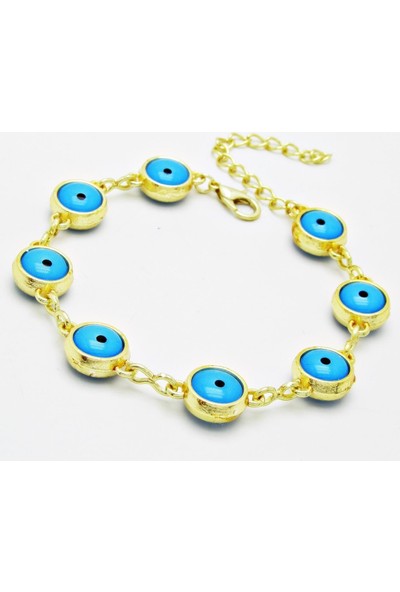 Takı Dükkanı Tam Tur Nazar Boncuklu Gözlü Altın Kaplama Bileklik bbb03