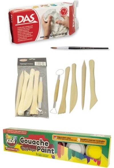 Das Seramik Kil & 6'lı Guaj Boya Başlangıç Seti Seramik Das Seramik Kil & 6'lı Guaj Boya Başlangıç Seti Seramik