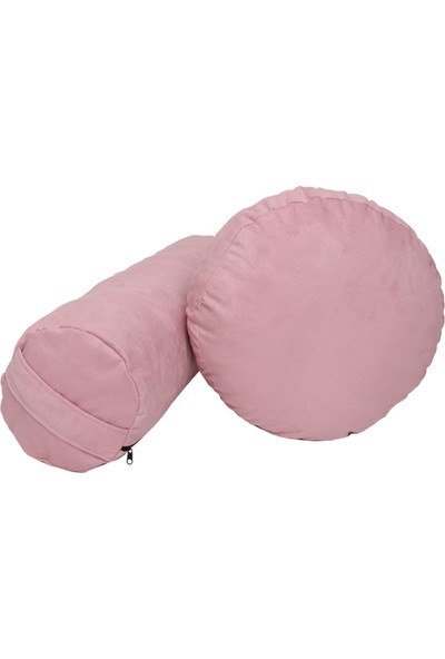 Zunkla Meditasyon Minderi + Bolster Minderi 2'li Set Tay Tüyü Pamuklu Kumaş