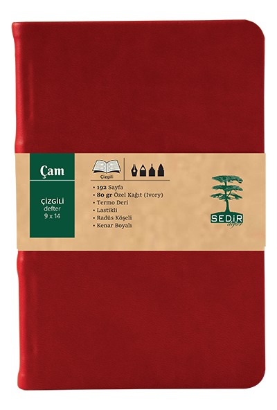 Sedir Defter Çam Serisi Çizgili Defter 9 x 14 cm Kırmızı