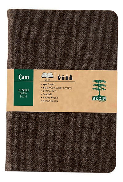 Sedir Defter Çam Serisi Çizgili Defter 9 x 14 cm Koyu Kahve