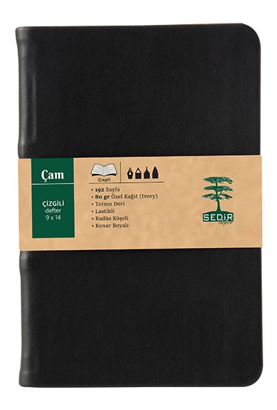 Sedir Defter Çam Serisi Çizgili Defter 9 x 14 cm Siyah