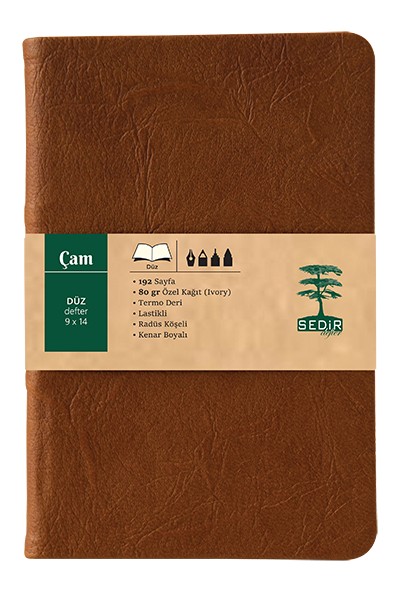 Sedir Defter Çam Serisi Düz Defter 9 x 14 cm Taba