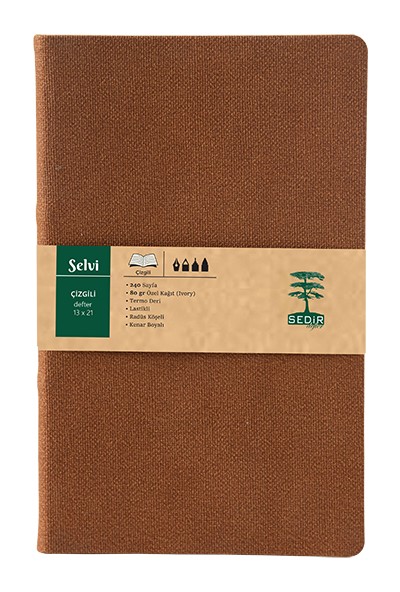 Sedir Defter Selvi Serisi Çizgili Defter 13 x 21 cm Açık Kahve Sedir Defter Selvi Serisi Çizgili Defter 13 x 21 cm Açık Kahve
