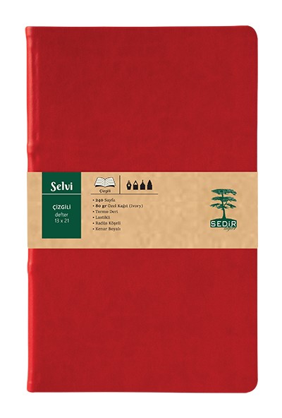 Sedir Defter Selvi Serisi Çizgili Defter 13 x 21 cm Kırmızı Sedir Defter Selvi Serisi Çizgili Defter 13 x 21 cm Kırmızı