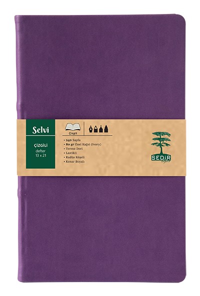 Sedir Defter Selvi Serisi Çizgili Defter 13 x 21 cm Lila Sedir Defter Selvi Serisi Çizgili Defter 13 x 21 cm Lila
