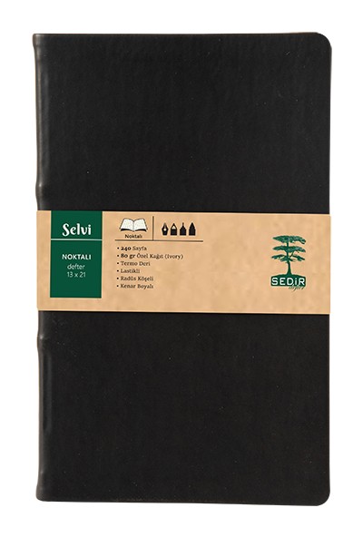 Sedir Defter Selvi Serisi Noktalı Defter 13 x 21 cm Siyah Sedir Defter Selvi Serisi Noktalı Defter 13 x 21 cm Siyah