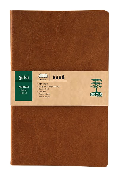 Sedir Defter Selvi Serisi Noktalı Defter 13 x 21 cm Taba Sedir Defter Selvi Serisi Noktalı Defter 13 x 21 cm Taba