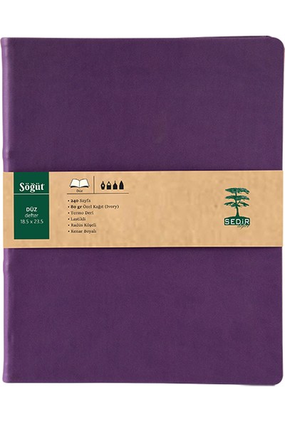 Sedir Defter Söğüt Serisi Düz Defter 18,5 x 23,5 cm Lila
