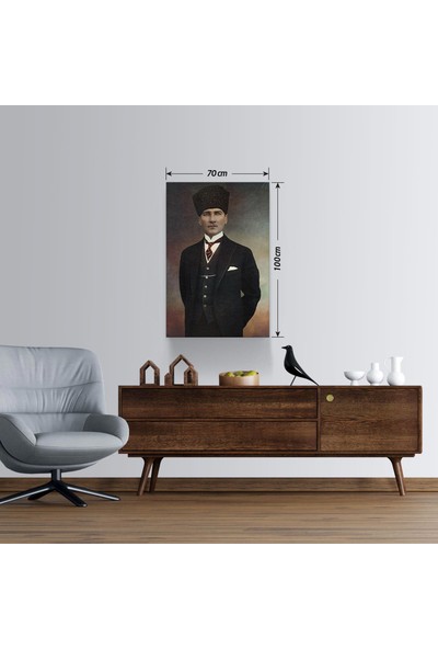 Baskıvar Renkli Kalpaklı Atatürk Portresi Dikey Kanvas Tablo ATA-092 70X100 cm Baskıvar Renkli Kalpaklı Atatürk Portresi Dikey Kanvas Tablo ATA-092 70X100 cm