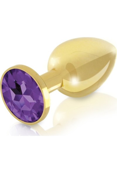 Xise Gold Metal Mor Taşlı Lüks Anal Plug Anal Tıkaç 8 cm