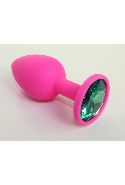 Lovetoy Jw Yeşil Taşlı Lüks Silikon Pembe Anal Plug Anal Tıkaç 7.5cm