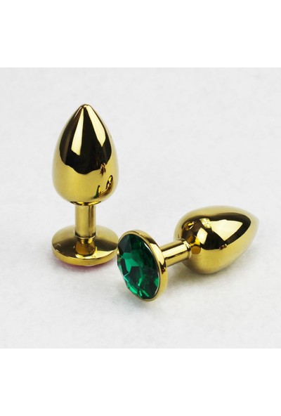 Lovetoy Jw Gold Metal Yeşil Taşlı Lüks Anal Plug Anal Tıkaç 8 cm