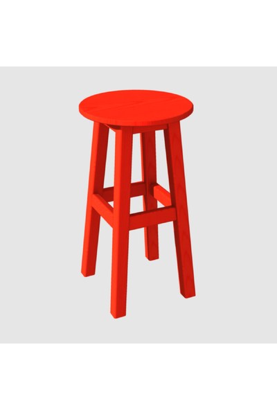Arbre Ahşap Tabure 55 cm Kırmızı İskelet