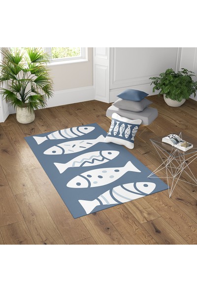 Gardenya Balıklar Mavi Çocuk Odası Halısı 50 x 80 cm Gardenya Balıklar Mavi Çocuk Odası Halısı 50 x 80 cm