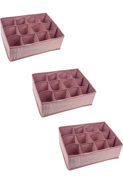 Meleni Home Çok Amaçlı 12 Bölmeli Çekmece Içi Düzenleyici Organizer 31 x 25 x 12 cm Pembe 3 Adet