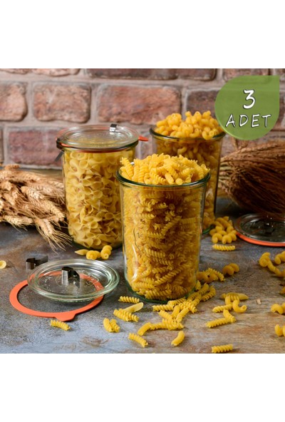 Weck 850 ml Cam Saklama Kavanoz Seti (3 Adet) Weck 850 ml Cam Saklama Kavanoz Seti (3 Adet)