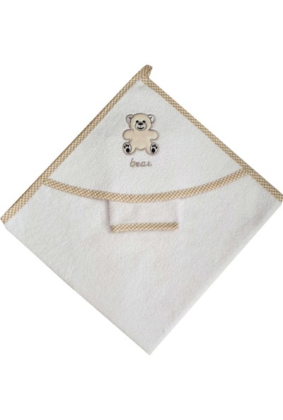 Nazbaby Ayıcıklı Bebek Havlusu - Krem
