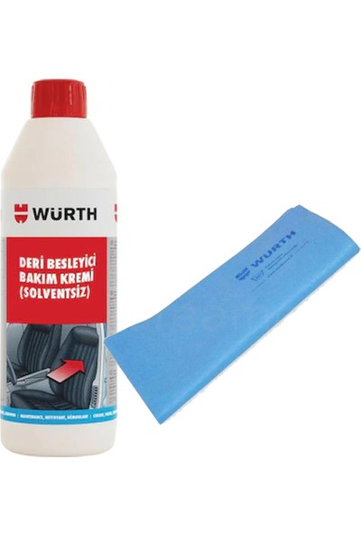 Würth Deri Besleyici Bakım Kremi 500 ml + Güderi Bez Mavi 130 gr Würth Deri Besleyici Bakım Kremi 500 ml + Güderi Bez Mavi 130 gr