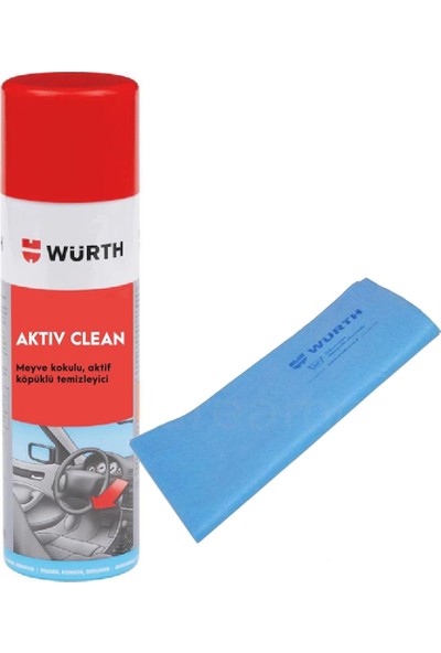 Würth Activ Clean Temizleme Köpüğü 500 ml + Güderi Bez Mavi 130GR Würth Activ Clean Temizleme Köpüğü 500 ml + Güderi Bez Mavi 130GR