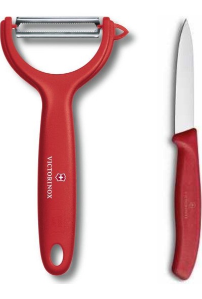 Victorinox Kırmızı Soyma Bıçak ve Soyacak Seti Victorinox Kırmızı Soyma Bıçak ve Soyacak Seti