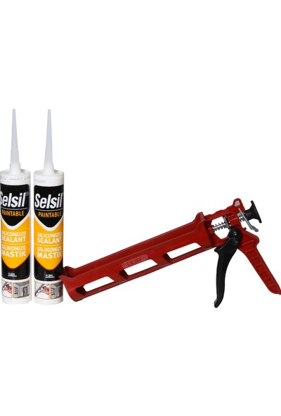 Sel Kimya Boyanabilir Silikonize ve Subazlı Mastik Tabancası Seti Sel Kimya Boyanabilir Silikonize ve Subazlı Mastik Tabancası Seti