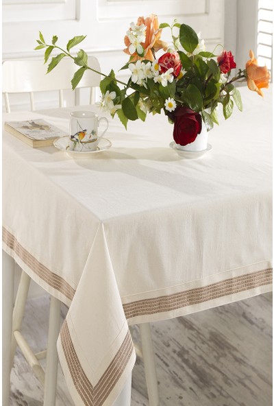 Ödel Home Buldan Keteni Bordürlü Masa Örtüsü Ödel Home Buldan Keteni Bordürlü Masa Örtüsü
