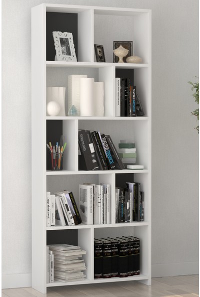 PlatinReyon Dekoratif Zigzag Kitaplık Beyaz