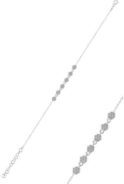 Söğütlü Silver Gümüş Rodyumlu Zirkon Taşlı Çiçek Bileklik
