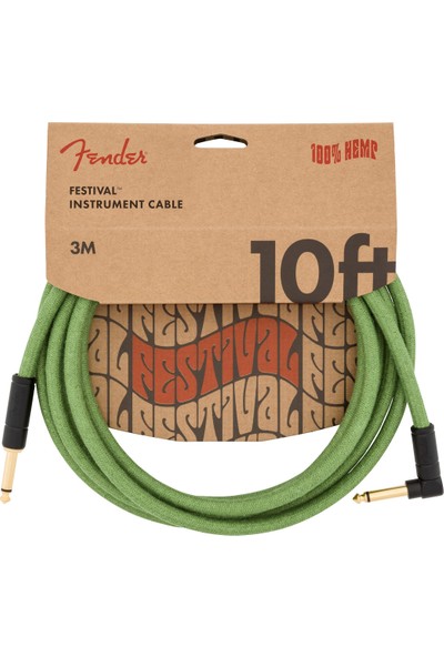 Fender Festival Hemp Instrument Cables 3 Metre Açılı - Green Enstrüman Kablosu Fender Festival Hemp Instrument Cables 3 Metre Açılı - Green Enstrüman Kablosu